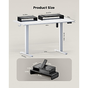 ProtoArc Standing Desk with Dual Monitor Stand Riser, 48 x 24 Inches Height Adjustable Desk with Storage, Electric Stand up Desk with Laptop Stand (Black/White)