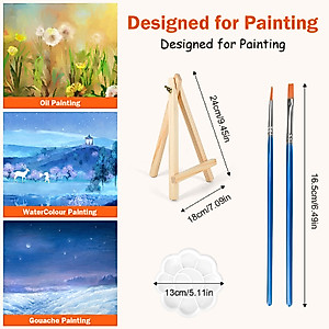 8 Pack 8x10 in Canvas Boards for Painting,Canvas for Painting with 9.5" Easel, Art Canvas Painting Kit with 10 Brushes & 2 Paint Tray for Kids Teenagers Acrylic Pouring Oil Water Color Gift…