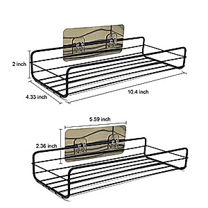 Kurmafa Floating Shelves for Wall Set of 2, Wall Mounted Storage Shelves with Black Metal Frame for Bathroom, Bedroom, Living Room, Kitchen, Office (Black)