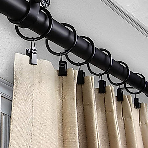 AJulyBee Curtain Rings with Clips, 40 PCS Heavy Duty Shower Curtain Clip for Tension Rods, 1.5 inch Rustproof Curtain Hangers Hook, Set of 40-Black(Interior Diameter 1.5")