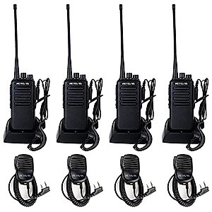 Retevis RT1 Handheld Radios Two Way Long Range,Strong Penetration 2 Way Radio with 3000mAh Rechargeable,VOX Adjustable Professional Walkie Talkies with Earpiece and Mic Set(4 Pack)