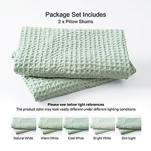 PHF Ultra Soft Waffle Weave Pillowcases Standard Size 20" x 26" 2 Pack, No Insert, Breathable Skin-Friendly Pillow Shams, Decorative Waffle Weave Pillow Case Covers, Sage Green