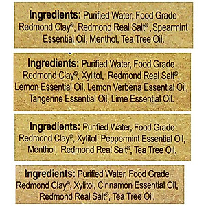 REDMOND Earthpaste All Natural Non-Fluoride Vegan Non GMO Real Ingredients Toothpaste (Variety Pack (Lemon, Wintergreen, Cinnamon, Pep)), 4 Ounce (Pack of 4)