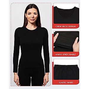 Taiyin 4 Pieces Fleece Lined Thermal Underwear Set for Women Long Johns Base Layer Winter Cold Weather Soft Warm Top Bottom (X-Large)