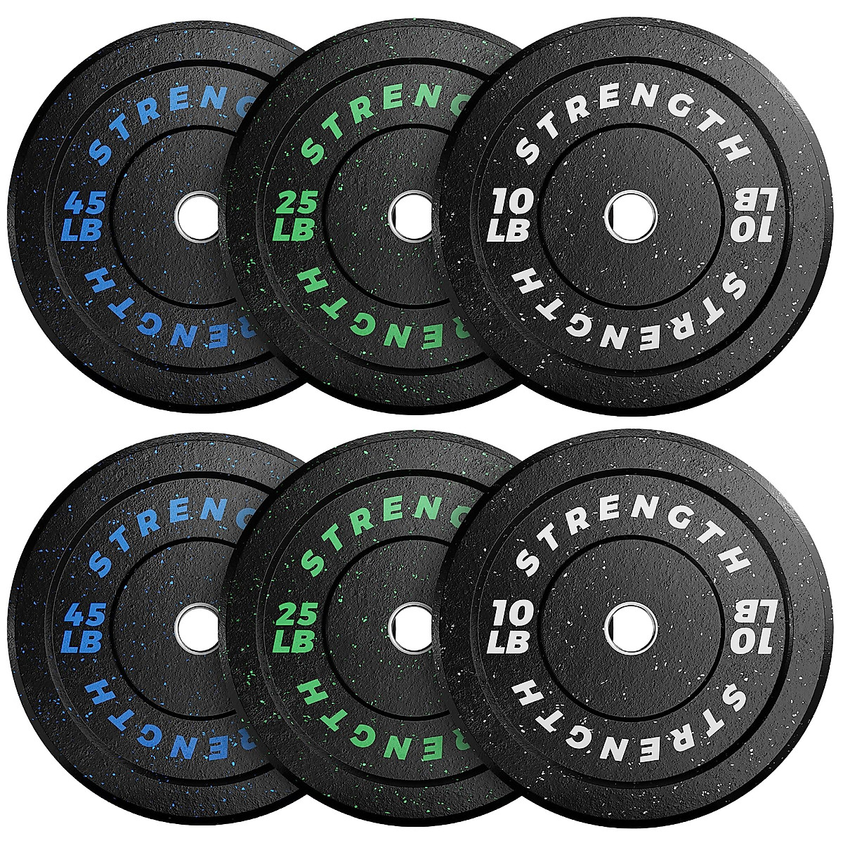 GIKPAL Bumper Plates, 2-Inch Olympic Weight Plates with Steel Hub, Rubber Weight Plates High-Bounce with Colored Fleck for Weight Lifting Strength Training,160lb Set