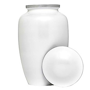 Eternal Harmony Cremation Urns for Human Ashes | Funeral Cremation Urn Carefully Handcrafted with Elegant Finishes to Honor Your Loved One | Elegant Decorative Urns Large Size with Velvet Bag (Pearl)