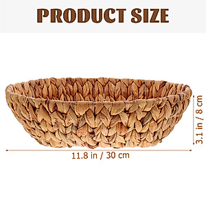 Round Woven Bread Basket Grass Storage Dried Nut Fruit Organizer Container Vegetables Serving Basket Flower Snack Holder Decor for Bathroom Kitchen