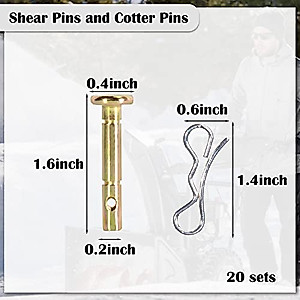 20 Pairs Shear Pins and Cotters Pins,Replacement Shear Pins for Snowblower 738-04124 and 714-04040, Shear Pin Kit Compatible with MTD Craftsman Cub Cadet Troy Bilt Snowblowers