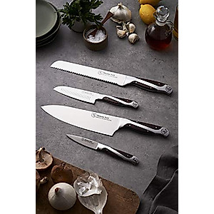 Hammer Stahl 4 Piece Knife Set - Chef Essential Kitchen Knives with Bread, Chef, Santoku, and Paring Knives in Padded Foam Box - German High Carbon Stainless Steel