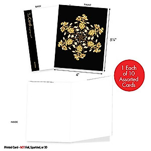 The Best Card Company - 10 Blank Note Cards Assortment (4 x 5.12 Inch) - Zen Patterns and Symbols, Bulk Boxed Set - Magnificent Mandalas AM6326OCB-B1x10