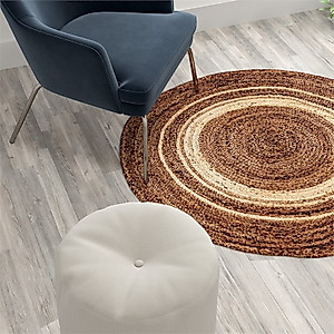 Flash Furniture Prima Natural Fiber Jute Area Rug 4 Foot Round - Braided Indoor Jute Rug - Natural Area Rugs