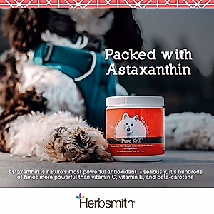Herbsmith Pure Krill - Wild-Caught Antarctic Krill - Just 1 Ingredient - Astaxanthin for Dogs - Ready-to-Use Omega 3s – Alternative to Krill Oil for Dogs - 75g