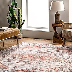 nuLOOM Banks Vintage Machine Washable Area Rug, 5' x 8', Beige