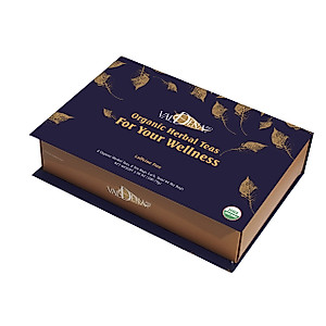 Valdena Bio Organic Herbal Tea Variety Pack, Tea Sampler Gift Set Box, 8 Flavors Assorted Tea, Total of 64 Tea Bags, Caffeine Free Tea Set with Variety of Health Benefits