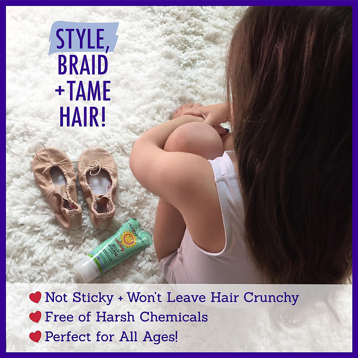 California Baby Calming Jelly Mousse Hair Gel | 100% Plant-Based (USDA Certified) | Kids Hair Gel | Medium-Hold | Lavender Scent | Allergy Friendly | Non-Sticky Baby Hair Gel | 82 g / 2.9 oz.