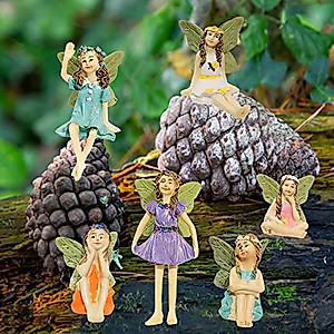 Beruyu 6 Pieces Fairy Garden Accessories, Fairy Garden Miniature Fairies Figurines for Mini Garden Lawn and Potted Plants Decoration