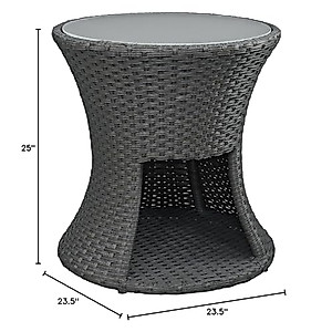 Modway Sojourn Wicker Rattan Outdoor Patio Side End Table in Chocolate