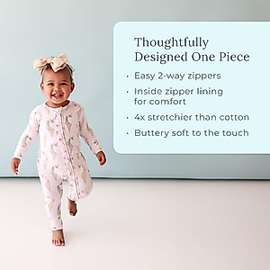 Posh Peanut Footless Baby Girl Pajamas - Viscose from Bamboo Ruffled Baby Sleepers with 2 Way Zipper for Easy Diaper Changes (6-9 Months) Dusk Rose