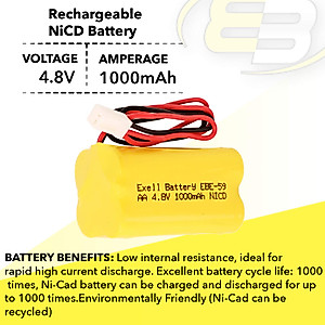 (10-Pack) 4.8V 1000mAh Exell Emergency Lighting Battery Fits & Replaces Day-Brite CXXL3GW ANIC0811 Lithonia A15032-1 Osi Batteries OSA004 A150321 Astralite 20-0001 Day-Brite A15032-1 CXL6VBXT