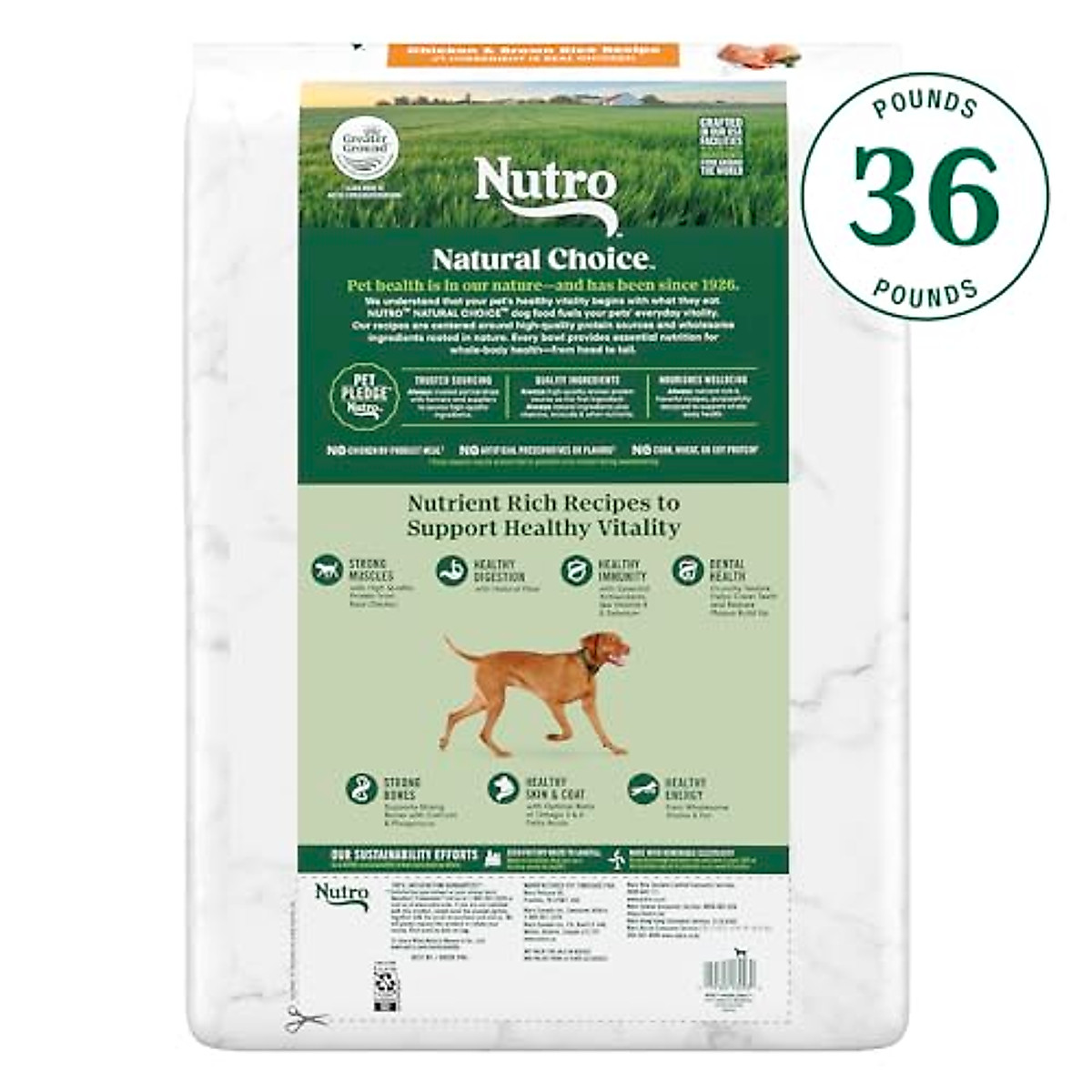 Nutro Natural Choice Adult Dry Dog Food, Chicken and Brown Rice Recipe 36 lbs.