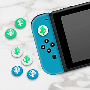 RGEEK 6PCS Leaf Joystick Thumb Caps for Nintendo Switch & Switch Lite, Thumb Stick Grips Analog Stick Cover, Soft Silicone for Joy-Con Controller