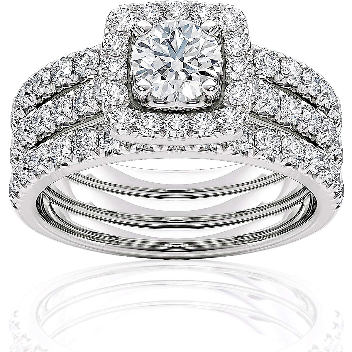 Beverly Hills Jewelers 2 Carat Diamond Engagement Ring - 14 Karat White Gold Diamond Ring for Women Diamond Engagement Ring (Size 7)