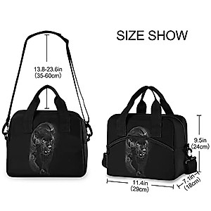 Black Panther In Dark Lunch Bag for Girls Boys Women Lunch Box Container Reusable Cooler Lunch Tote Bag Insulated with Adjustable Strap for School