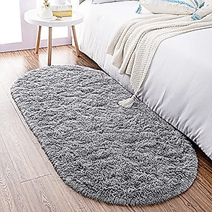 Noahas Ultra Soft Fluffy Bedroom Rugs Kids Room Carpet Modern Shaggy Area Rugs Home Decor 2.6' X 5.3', Grey
