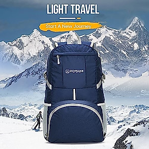 ZOMAKE Lightweight Packable Backpack 35L - Light Foldable Backpacks Water Resistant Collapsible Hiking Backpack - Compact Folding Day Pack for Travel Camping(Navy Blue)