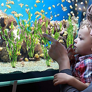 Rocutus Artificial Seaweed Water Plants,15 Pieces Fish Tank Aquarium Decorations,Soft Plastic Life-Like Artificial Seaweed Water Plants for All Fish & Pets