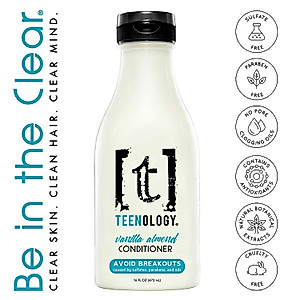 TEENOLOGY Shampoo and Conditioner Bundle (Save 5%) - Helps with Acne and Breakouts - Sulfate and Paraben Free, Noncomedogenic, Natural Botanical Extracts, Vanilla Almond - 16 oz.