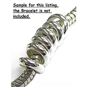 10 pcs Bright 925 Sterling Silver 7mm Round Spacer Ring fits European Charm Bracelets