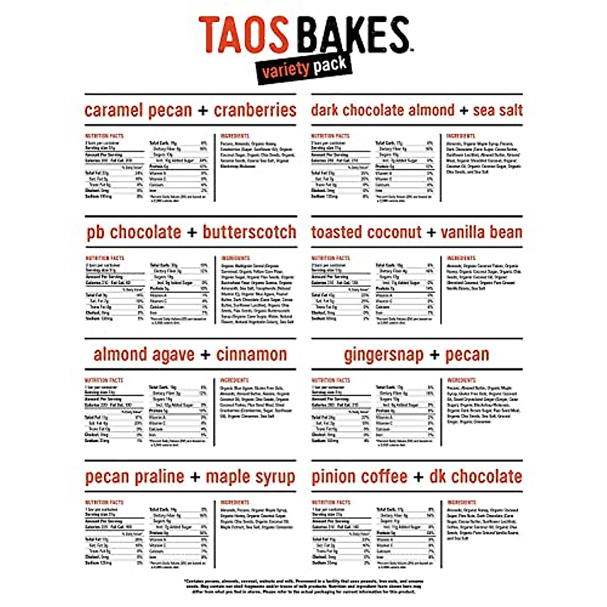 Taos Bakes Snack Bars - Crowd + Pleaser All-In-One Variety Pack - Gluten Free, Non-GMO, Healthy Granola Bars - Nutritious & Delicious Baked Bars - (12 Pack, 1.8oz Bars)