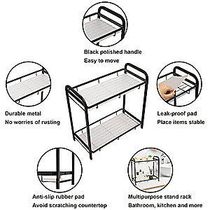 Hihotiner 2 Tier Bathroom Counter Organizer, Premium Sink Organizer Countertop, Kitchen Spice Rack Storage Shelf, Living Room Organization, Dresser Top Vanity Tray, Bedroom Storage, Black