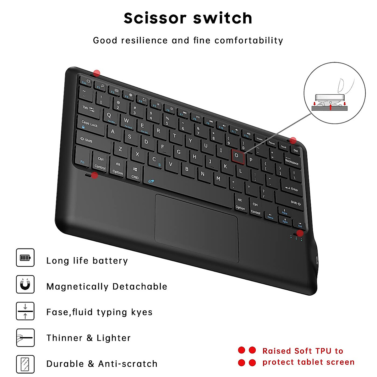 DOMEUN Keyboard Case for Samsung Galaxy Tab S7 FE 12.4" 2021 - Smart Wireless Waterproof Detachable Magnetic Tablet Trackpad Keyboard Cover for S7 FE SM-T730/T736 with S Pen Holder (Black)