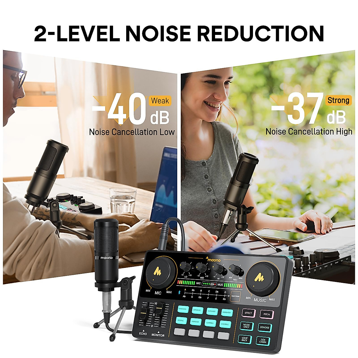 MAONO Podcast Equipment Bundle Audio mixer All-in-One Podcast Production Studio with 3.5mm Microphone for Live Streaming, Podcast Recording, PC, Smartphone, DJ MaonoCaster Lite (AU-AM200-S1)