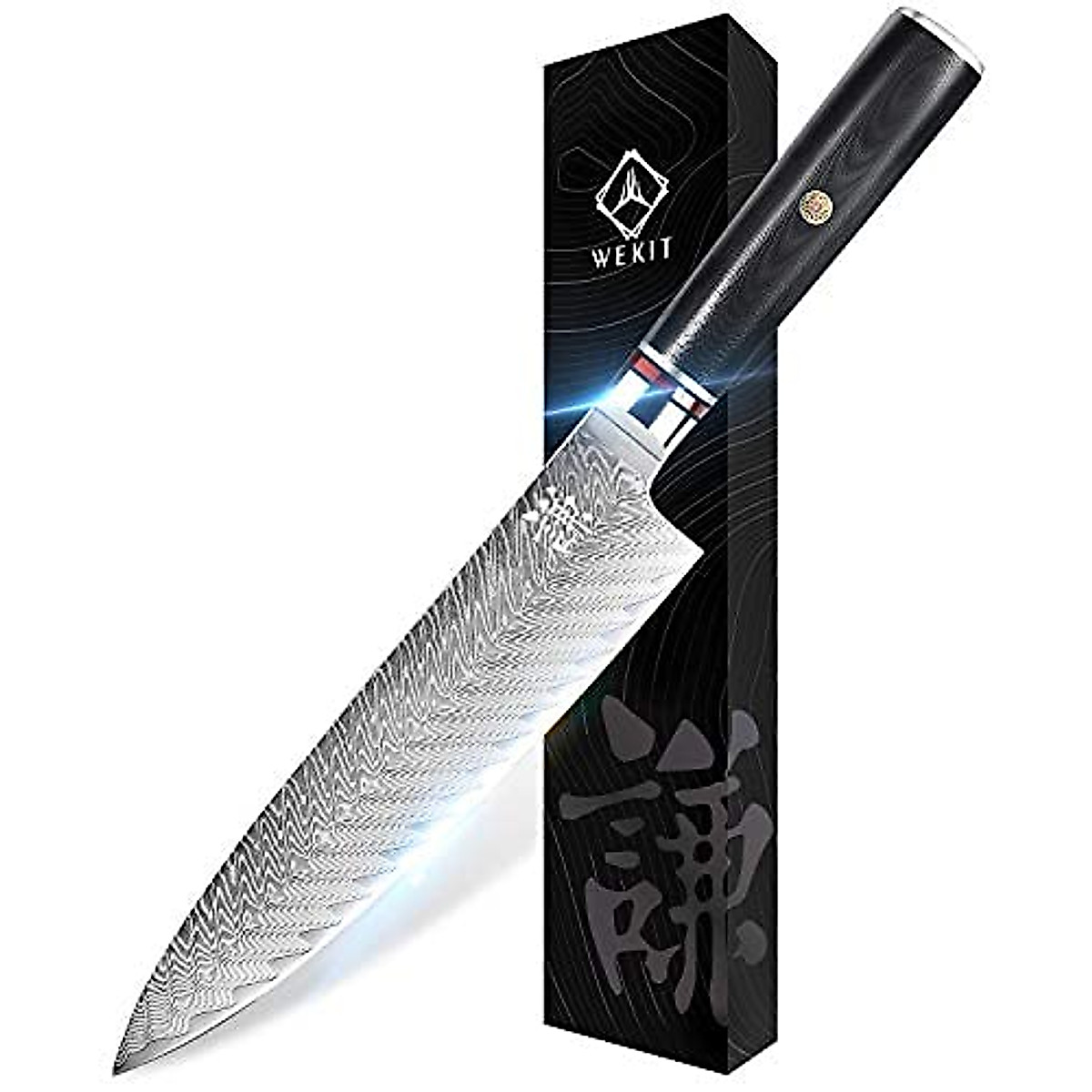 Damascus Chef Knife Japanese Chefs Knife 8 Inch VG10 Kitchen Knife 67-Layer High Carbon Stainless Steel Knife Ergonomic Superb Edge Retention Gyuto Chefs Knives with Gift Box