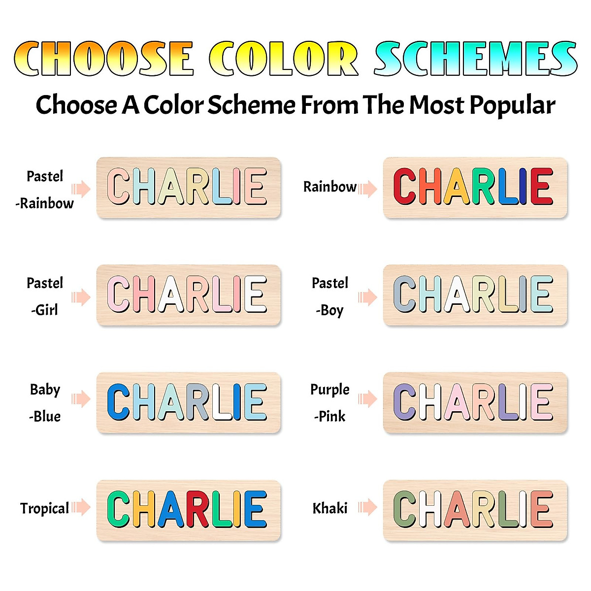 SalaGraphics Personalized Name Puzzles for Toddlers 1-3, Easter Basket Stuffers for Toddler, Personalized Baby Gifts, Wooden Name Puzzle for Kids Personalized, Montessori Toys for 1 Year Old