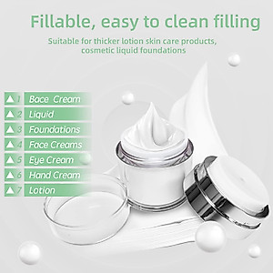 Airless Pump Jar,Cream Jar Vacuum Bottle, Empty Refillable Cosmetic Air Pump Jars Bottles, Portable Airless Lotion Sample Container Pot, Leak-Proof DIY Portable Travel Makeup Containers (30ML)