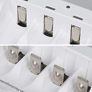 Hixon 4-Bay AA AAA Battery Charger, Q022 Mode for Rechargeable Lithium AA/AAA Batteries,USB Chargr Without Adapter