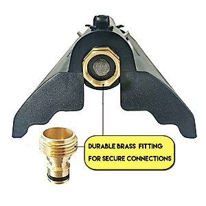 HQMPC Water Sprinkler Oscilating Sprinkler Garden Sprinkler with 2-Way Adjustment and Quick Connect Product Adapter Set Black with 3/4" GHT Nipple
