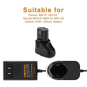Shentec 10.8V Lithium Battery Charger Compatible with Dremel 855-02 855-01 8000-01 8001-01 8001-02 (Not for Ni-MH/Ni-Cd Battery)