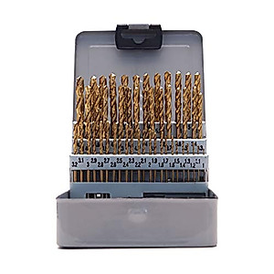 51-Piece Metric Index Drill Bit Set, 1.0-6.0 mm in 0.1 mm Increments, HSS with Titanium Nitride (TiN) Coating