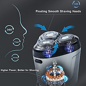 Electric Shavers Electric Razor for Men Face Clean Shave Rechargeable USB C Electric Shaver Cordless Mens Electric Razors for Shaving Face Dry Wet Rotary Shaver LED Display with A Replacement Blade