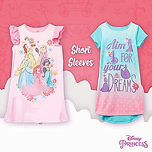 Disney Girls' Princess 3-Pack Nightgown, GIRLS RULE 2, 4
