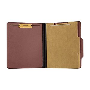 The File King Classification Folders 2 Divider Letter Size - Carnelia Red, 10 Pack | Employee File Folders with Dividers | Top Tab Pressboard Classification Folders | 2" Fastener Prongs | USA Made