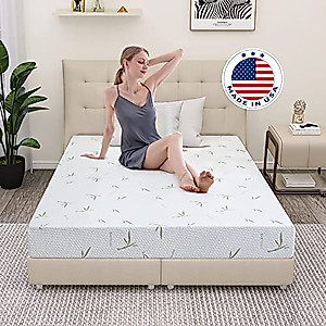 Opoiar Queen Size Mattress 8 Inch, Medium Firm Mattress in a Box,Gel Green Tea Memory Foam Mattress with Breathable Bamboo Cover,Cool Sleep&Pressure Relief,CertiPUR-US Certified,Made in USA