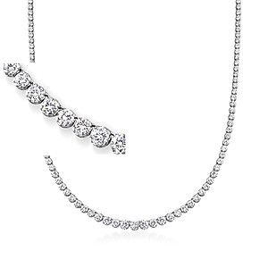 Ross-Simons 22.00 ct. t.w. Graduated CZ Tennis Necklace in Sterling Silver. 20 inches