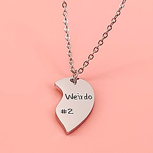 HOFOYA Split Heart Necklace Weirdo 1 Weirdo 2 Best Friends Forever Necklaces BFF Necklace for 2 Friendship Birthday Graduation Valentines Gifts for Sisters Best Friends.