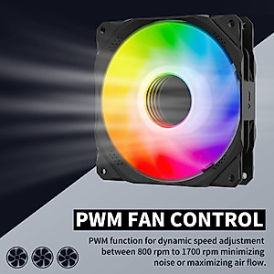 novonest 120mm PC Case Fan,5V 3PIN Addressable RGB Silent Fan,PWM 4PIN Adjustable Fan Group,High Performance Rotating Infinity Mirror Fan, with Fan Hub,UA0107(3-Pack)